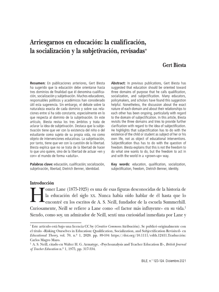 Gert Biesta | PDF | Aprendizaje | Libertad