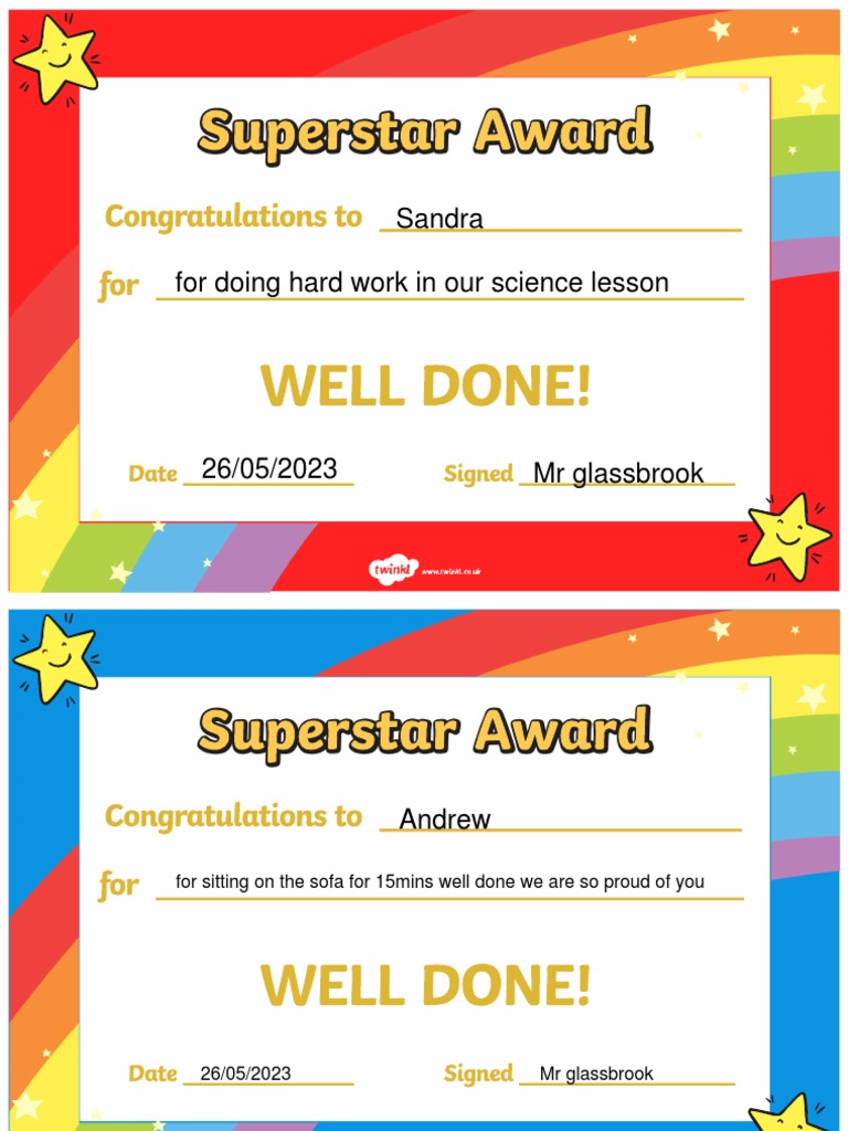 T C 223 Super Star Award Certificate Ver 1 | PDF