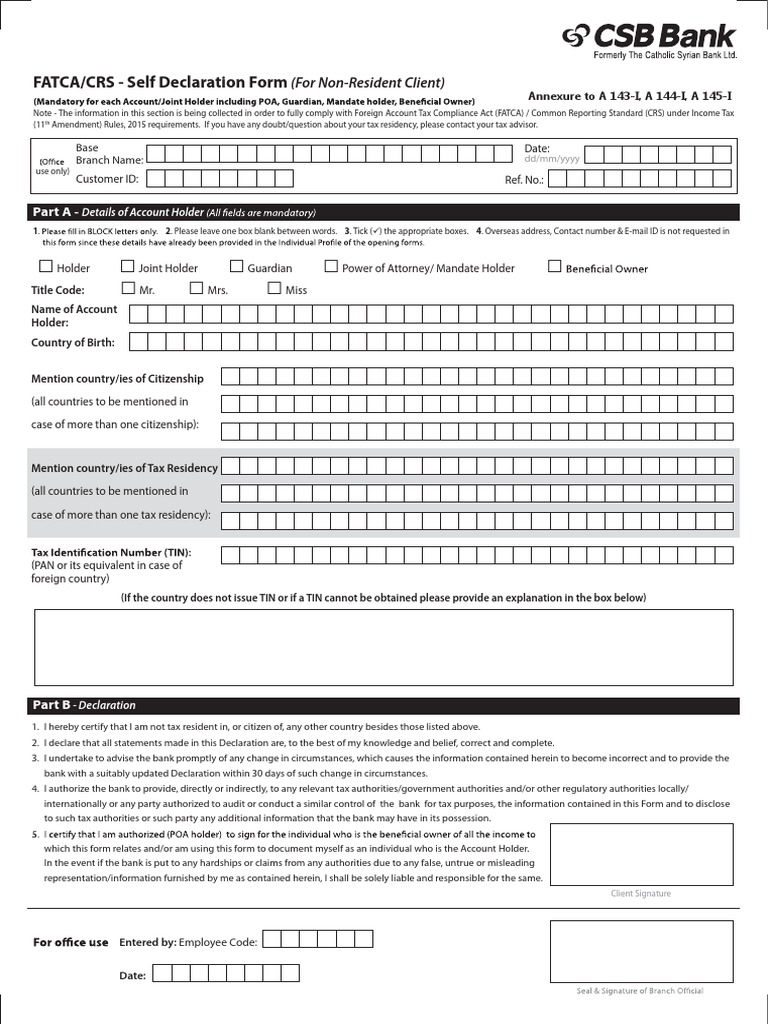CSB Touch - FATCA-Form | PDF | Taxes | Public Law