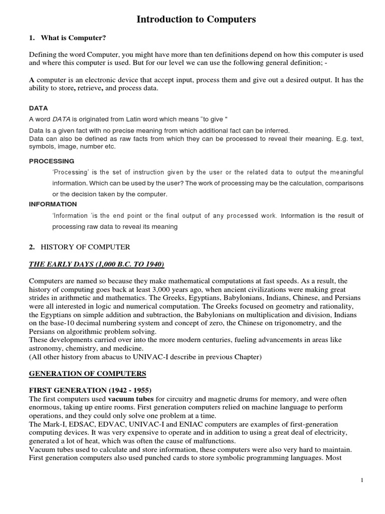 Introduction To Computers (2) - 001 | PDF | Computer Data Storage | Operating System