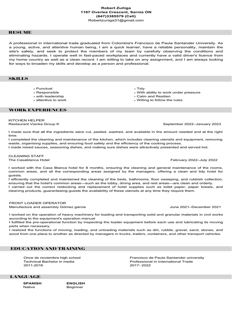 Cv Robert Zuñiga. (3) | PDF | Transport