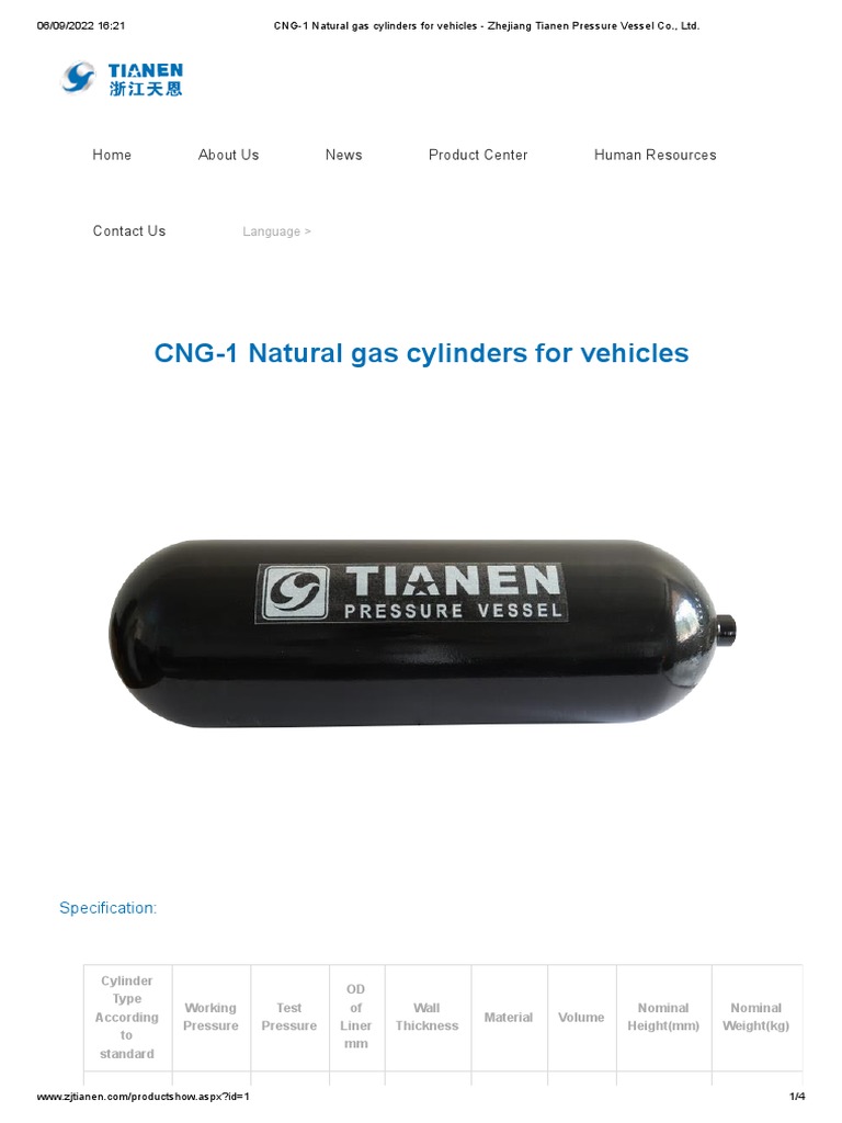 CNG-1 Natural Gas Cylinders For Vehicles - Zhejiang Tianen Pressure ...