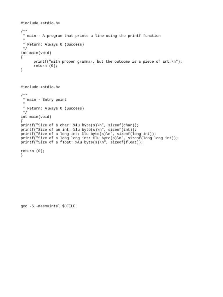 C Program Examples: Print and Size | PDF | Teaching Methods & Materials ...
