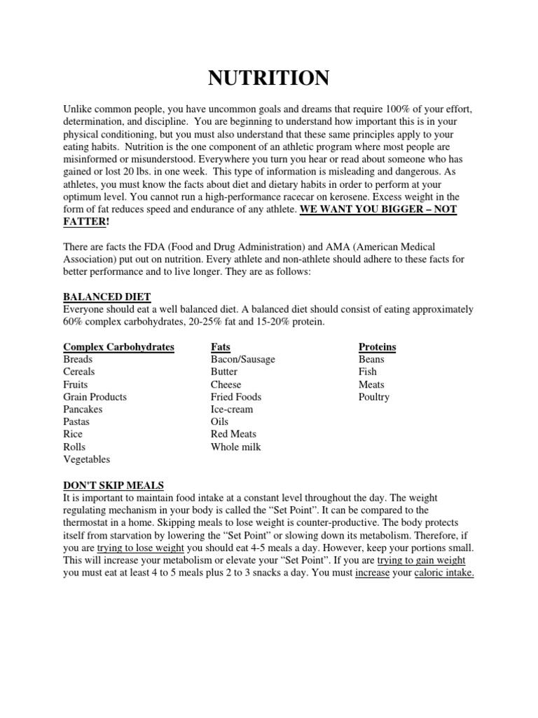 Essential Nutrition Guide for Athletes | PDF | Foods | Healthy Diet