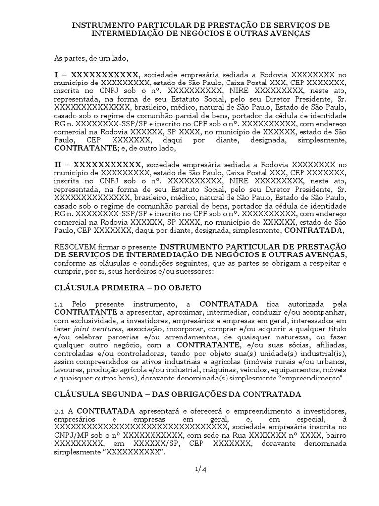 Contrato de Prestacao de Servicos de Intermediacao - DCF | PDF ...