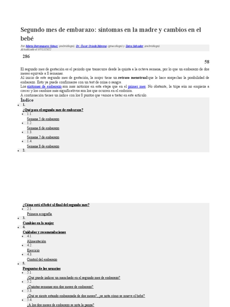 2do. Mes de Embarazo | PDF | El embarazo | Embrión