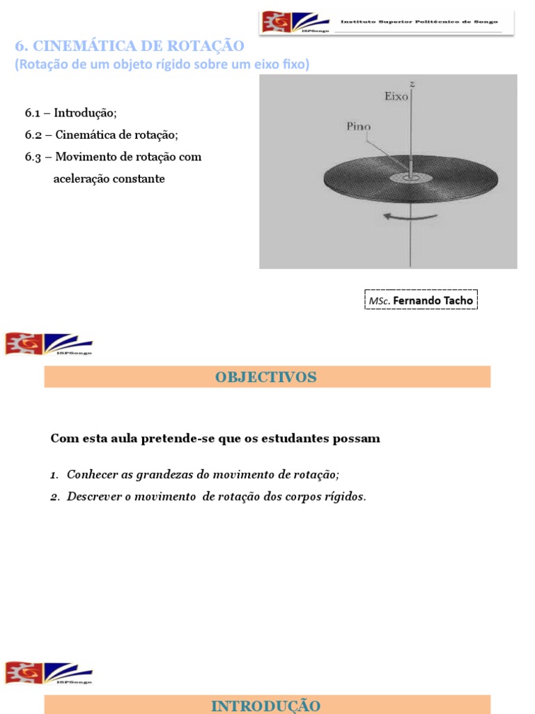 Aula - Cinemática de Rotação | PDF | Rotação | Aceleração