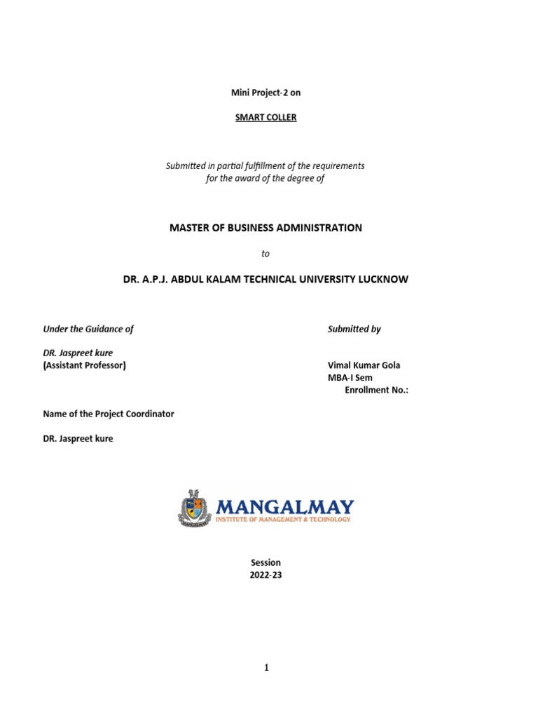 SMART COLLER.. Mini Project... Vimal | PDF | Marketing | Pricing