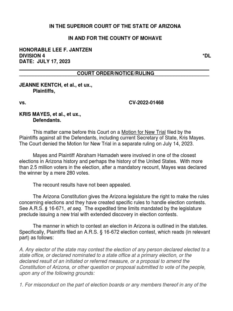 Lee F. Jantzen Court Order/Notice/Ruling - July 17 | PDF | Discovery ...