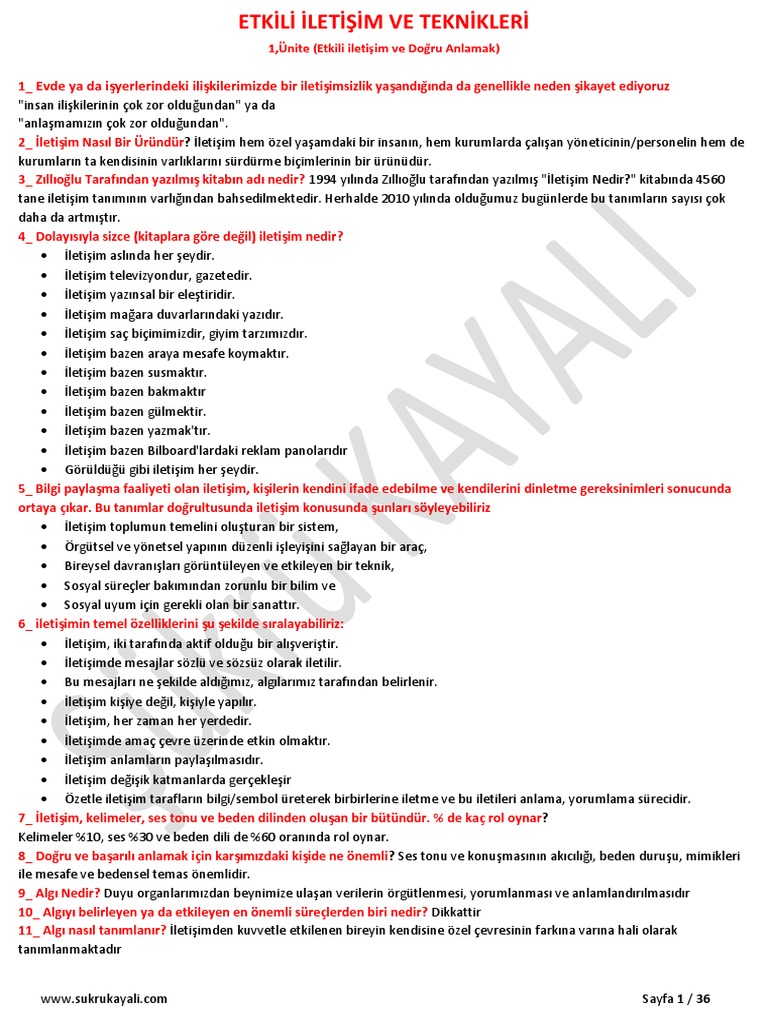 Etkili Iletisim Ve Teknikleri Konu Ozeti | PDF