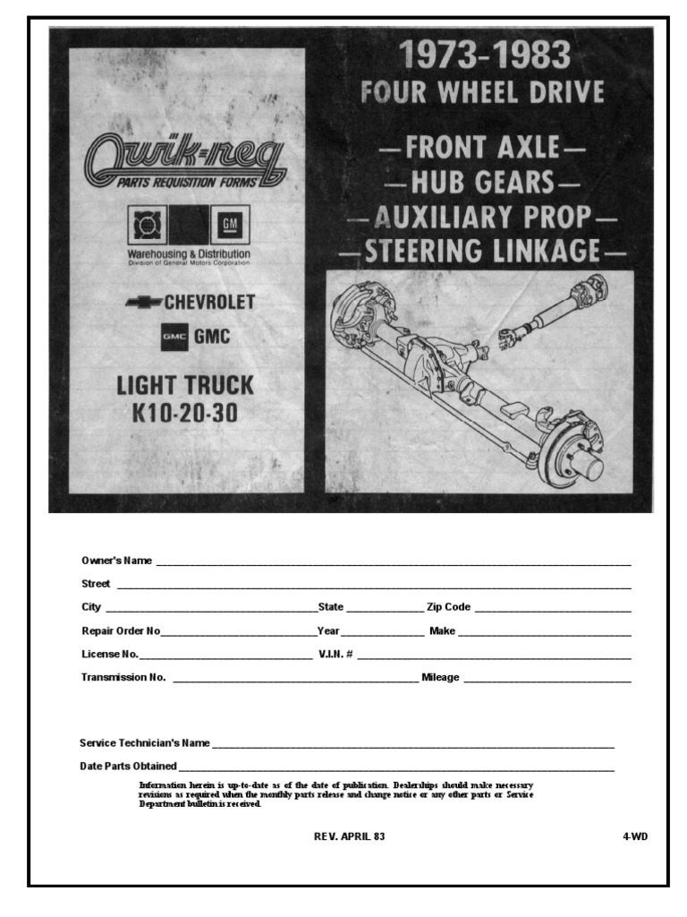 Chevy K20 Front Axle Parts Guide | PDF | Axle | Clutch