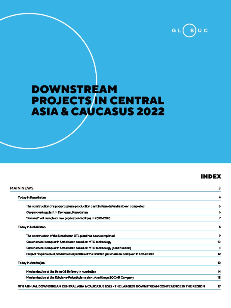 Globuc Downstream Projects in Central Asia 2022 ENG | PDF | Gas To Liquids | Oil Refinery