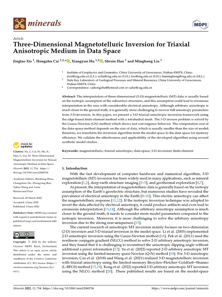 Three-Dimensional Magnetotelluric Inversion For Triaxial Anisotropic ...
