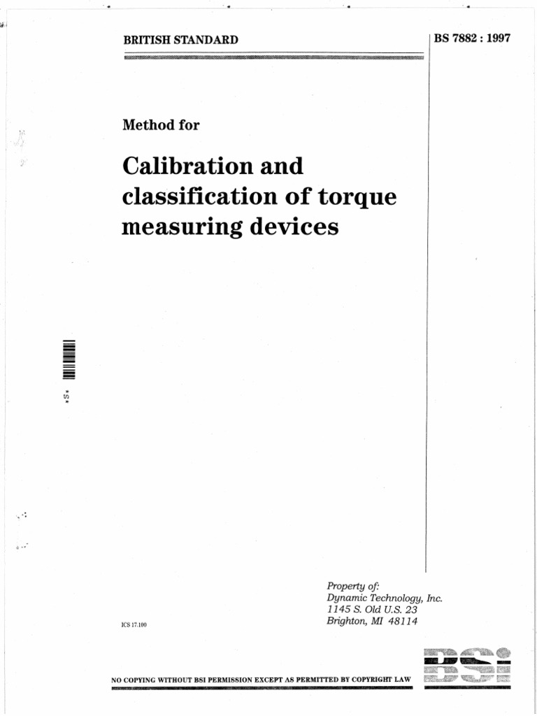 BS 7882-1997 (Torque Cells) | PDF