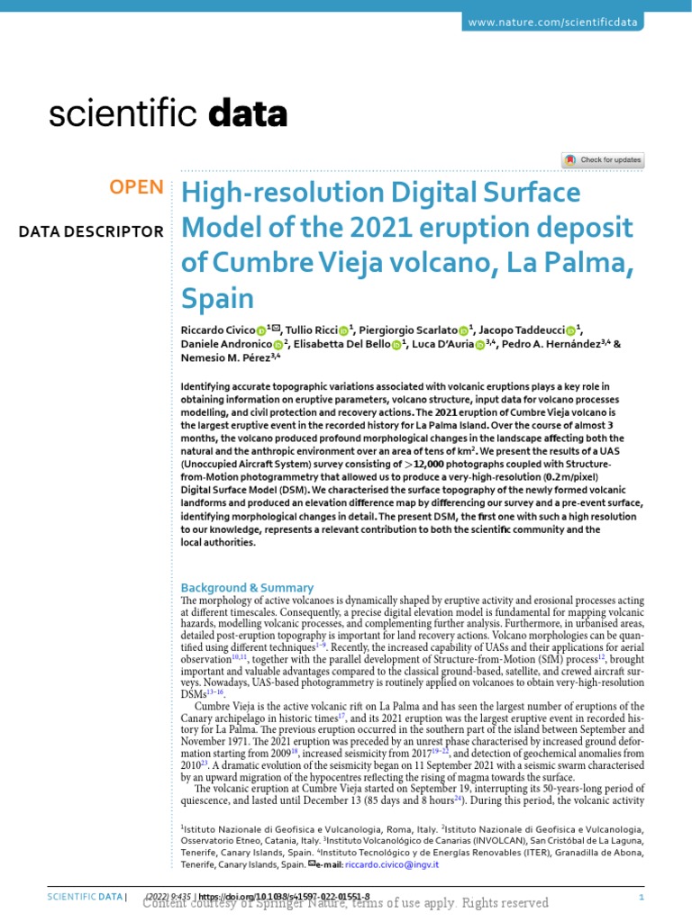 High-Resolution Digital Surface Model of The 2021 | PDF | Volcano ...