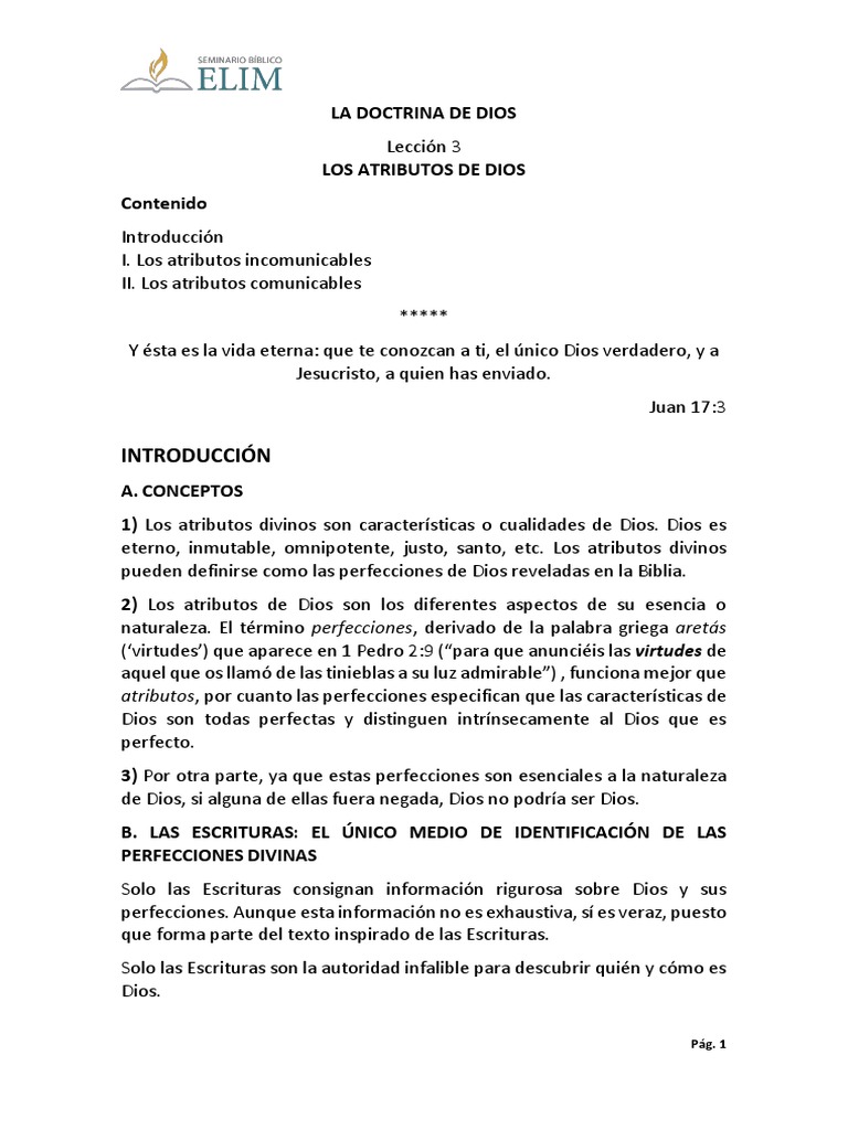Lección 03 - Los Atributos de Dios | PDF | Dios | Fe