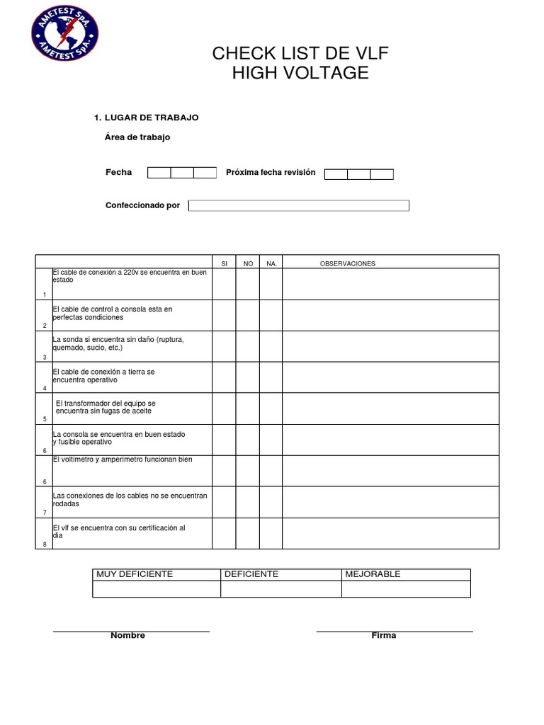 Check List Herramientas VLF 1 | PDF