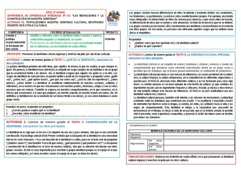 Ficha 2 DPCC Eda3 | PDF | Grupo social | Perú