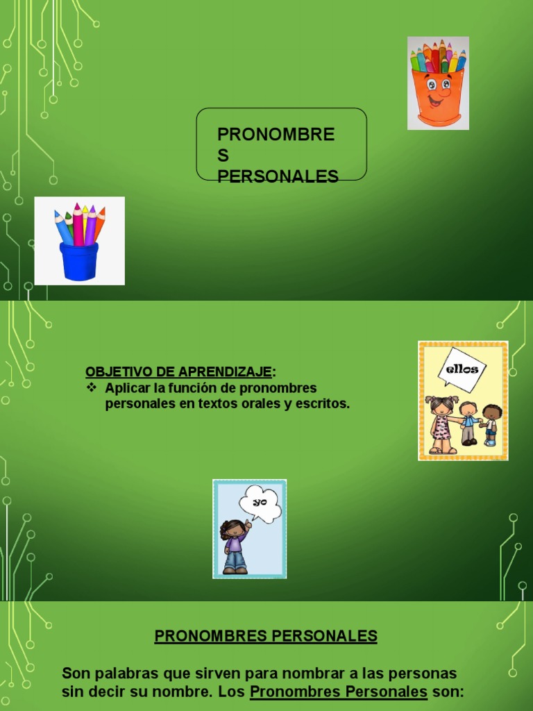 Pronombres Personales: Uso y Clasificación | PDF | Artes del Lenguaje y ...