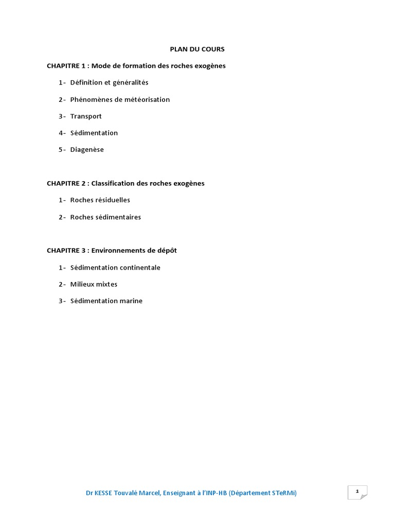 Cours de Geologie Exogene (Ic1) | PDF | Granit | Grès