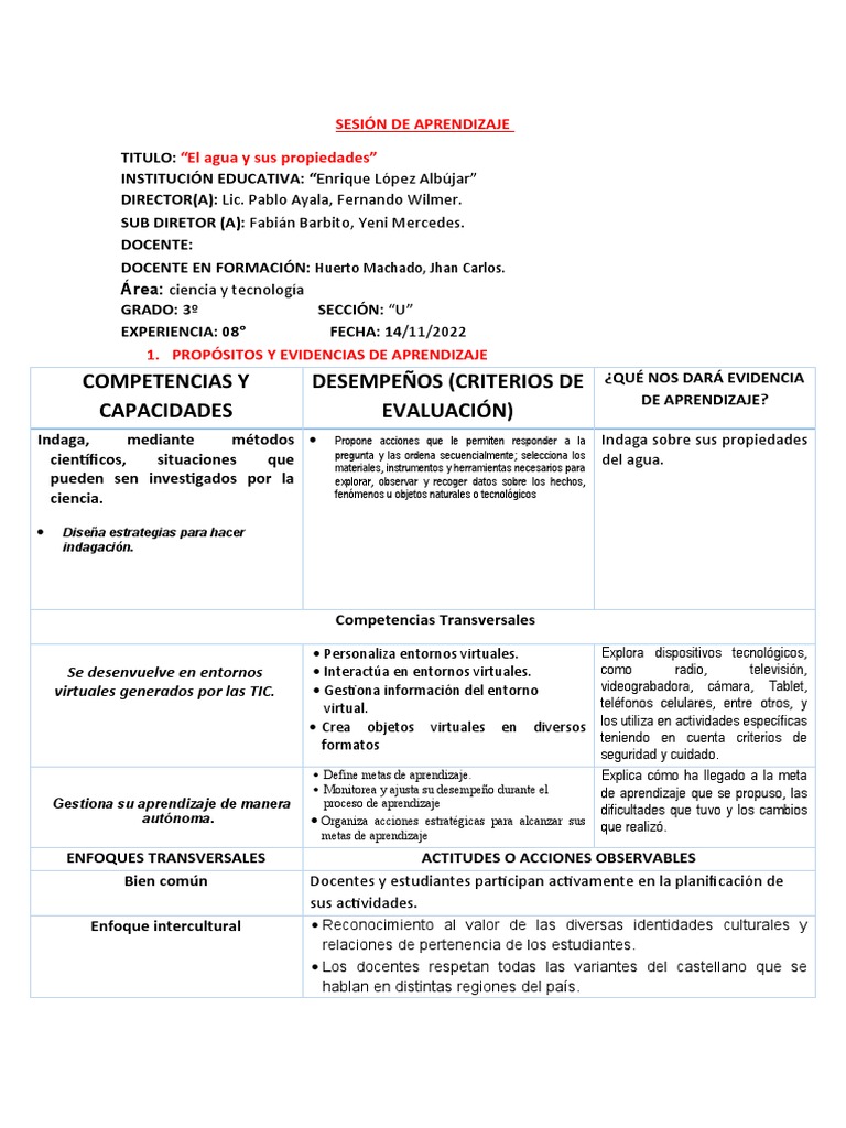 Sesión de Aprendizaje Cyt 3° | PDF | Aprendizaje | Evaluación