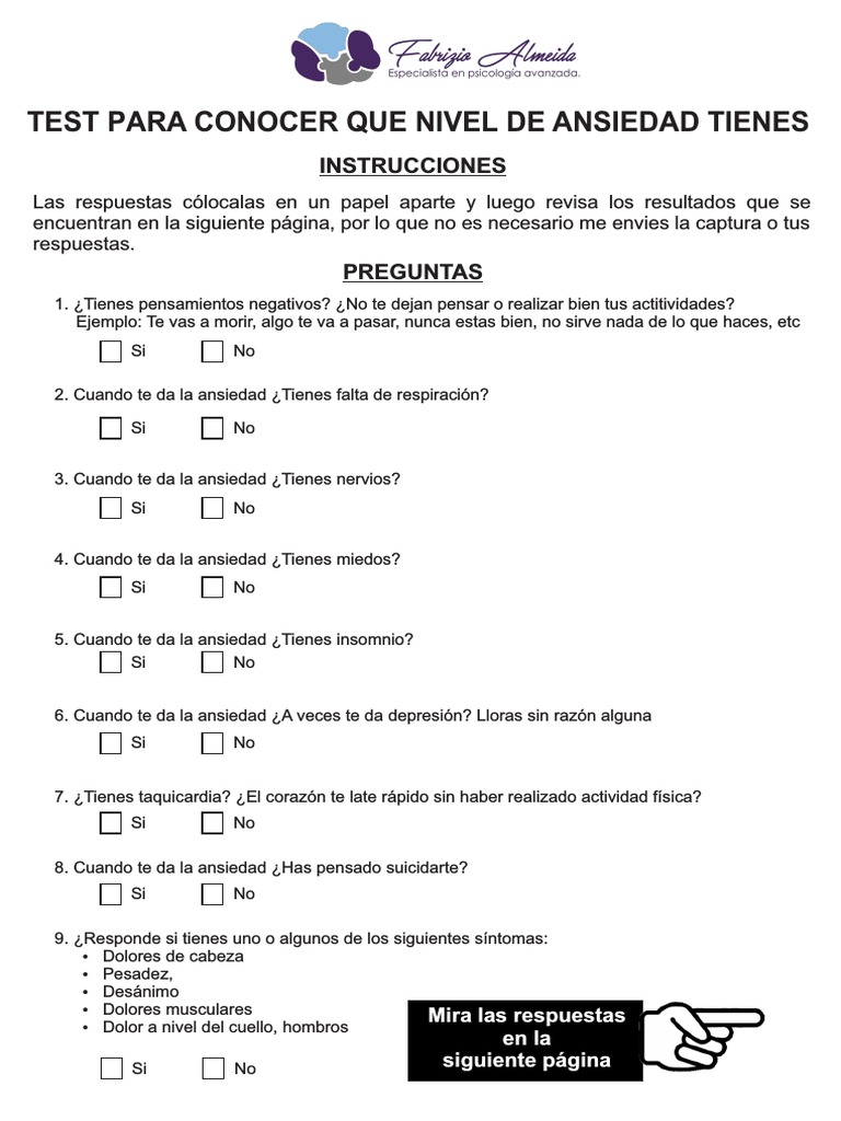Test para Medir La Ansiedad | PDF