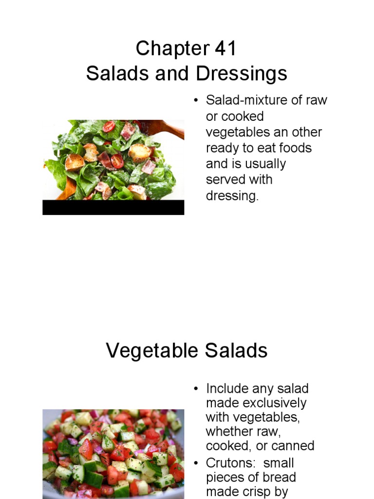CH 41 Salads and Dressings | PDF | Salad | Food And Drink Preparation