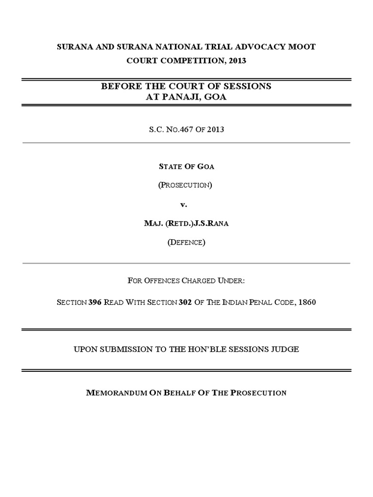 Memorial For The Prosecution | PDF | Mens Rea | Prosecutor