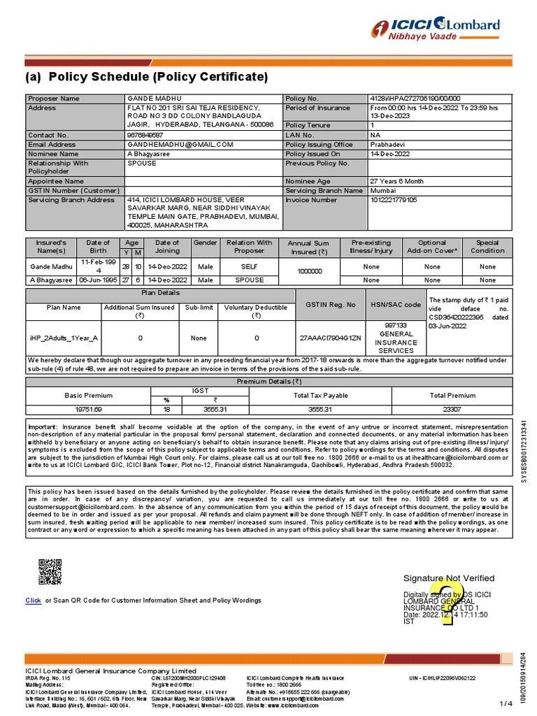 Certificate | PDF | Insurance | Receipt