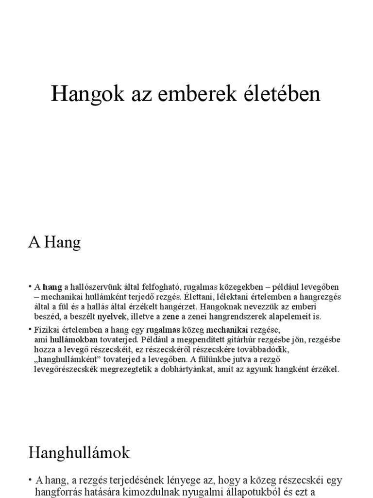 Hangok Az Emberek Életében | PDF