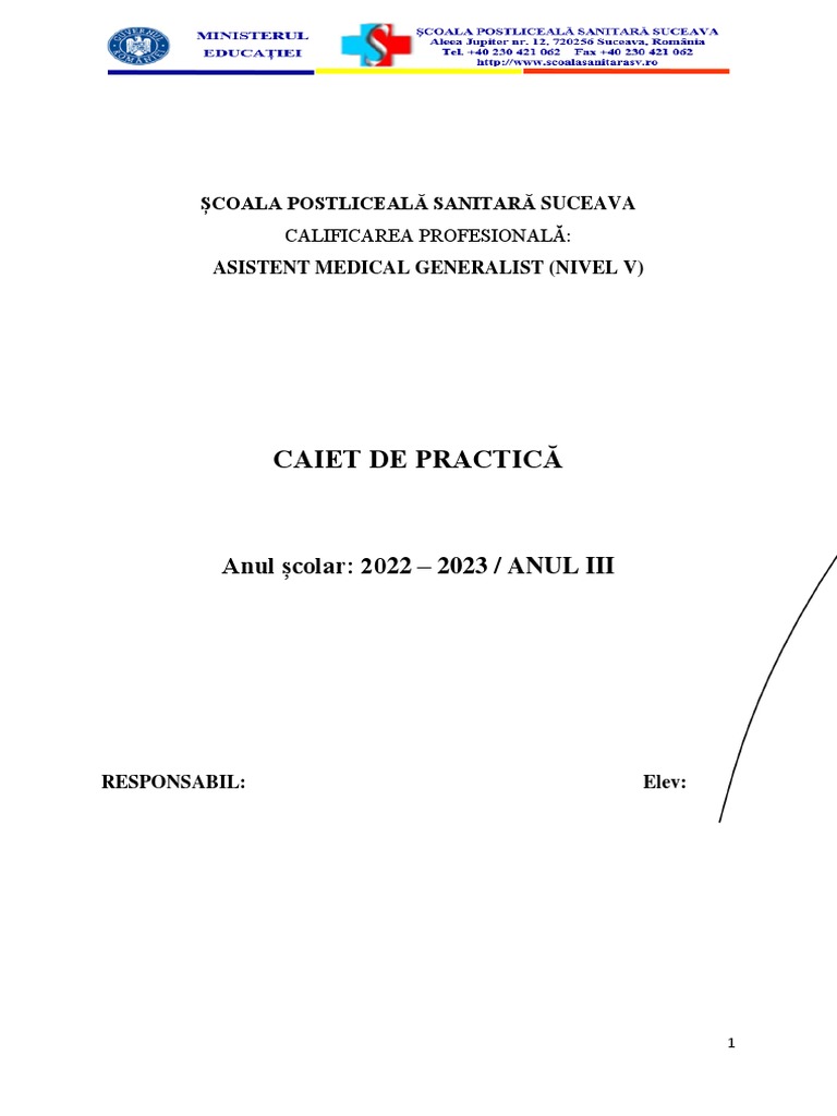 Caiet Practică - Anul III | PDF