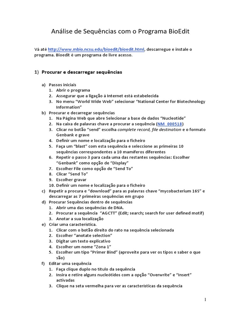 Bioedit Aula 2012 Pdf Biologia Molecular Biotecnologia