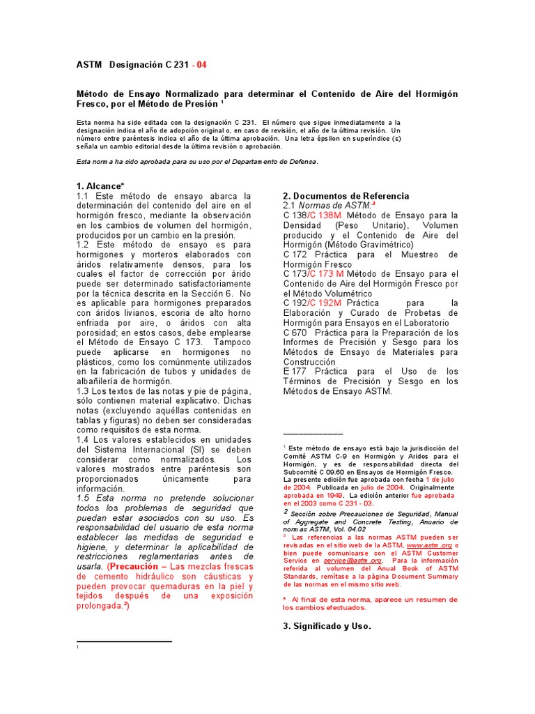 Astm C231 | PDF | Hormigón | Presión