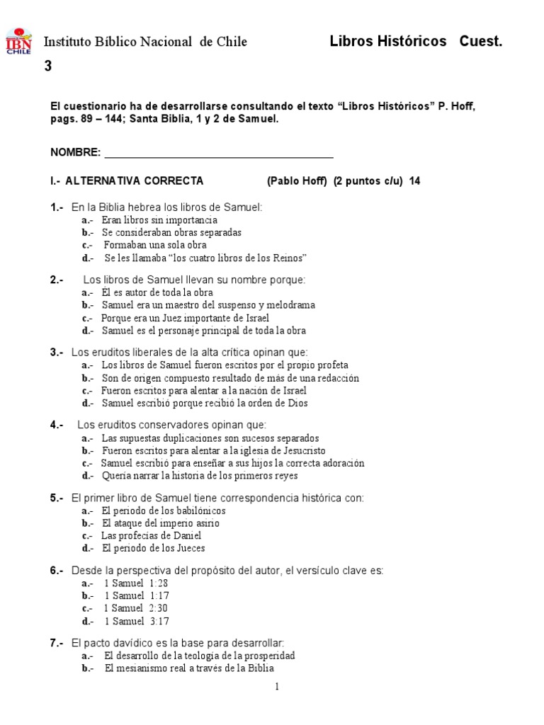 Cuestionario 3 | PDF | David | Saulo