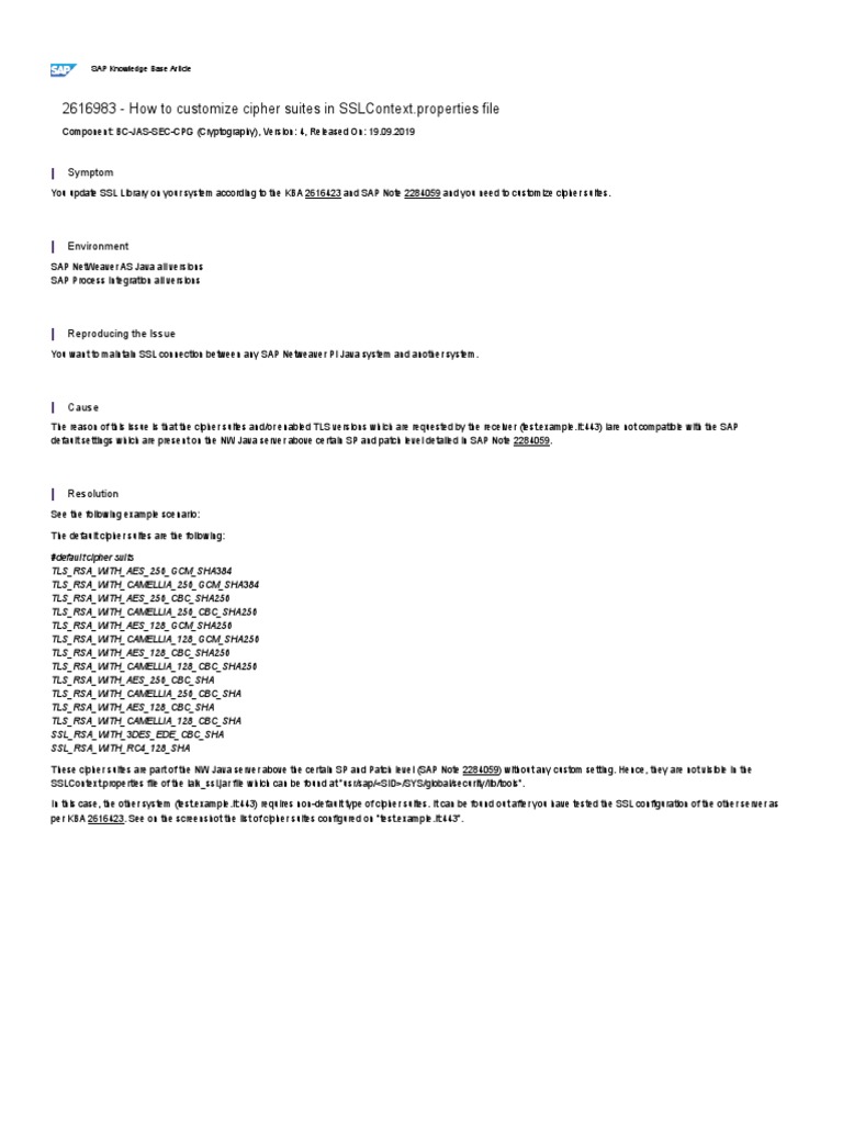 Customize SSLContext for SAP TLS 1.2 | PDF | Transport Layer Security | Internet Protocols