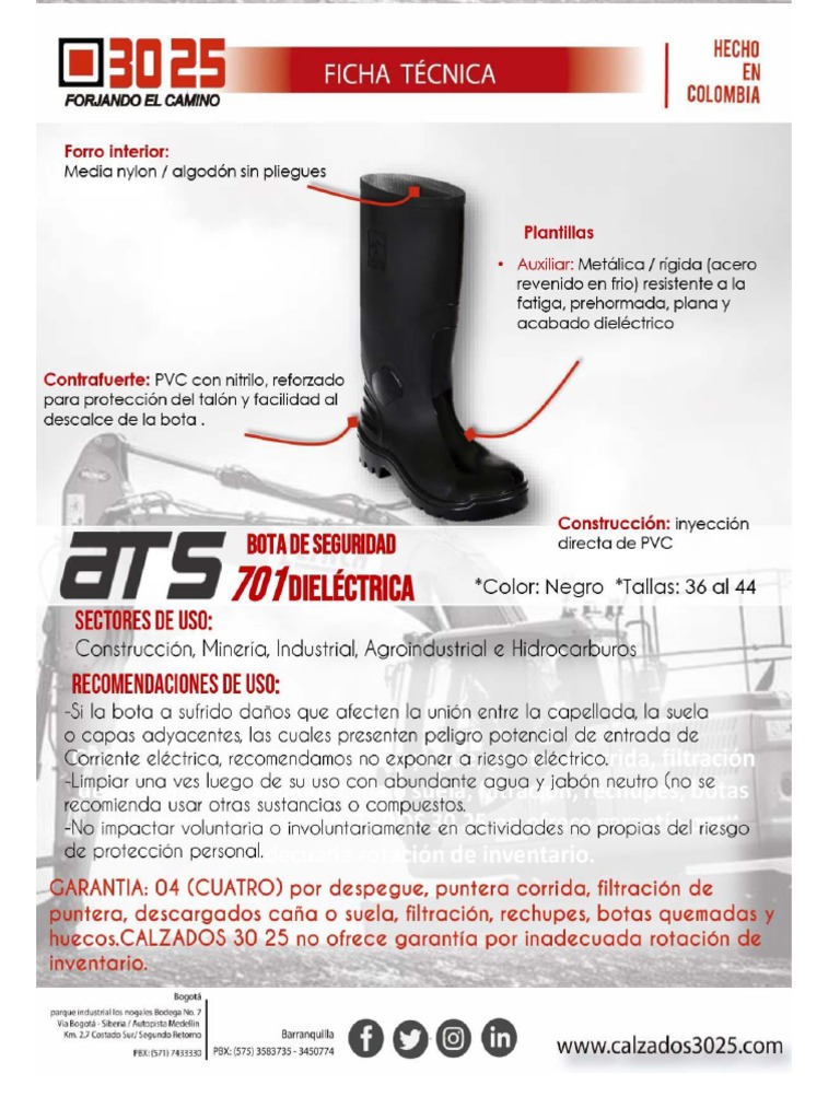 Ficha Tecnica Bota Ats 701 3025 | PDF