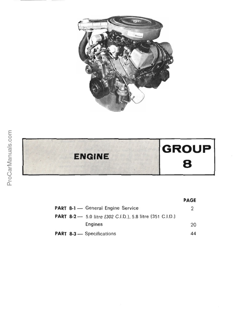 Ford 50 Litre 302 CL D 58 Litre 351 Cid Engines Repair Manual | PDF
