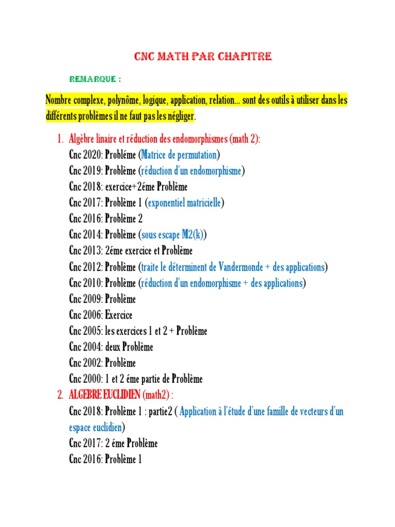 Cnc Math Par Chapitre | PDF