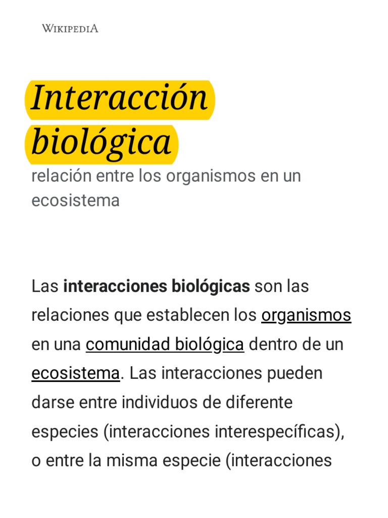Tipos de Interacciones Biológicas | PDF | Entorno natural | Ciencias ...