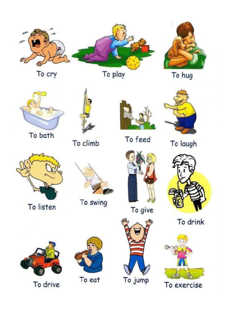 50 Verbos Infinitivo Ingles Imagenes | PDF