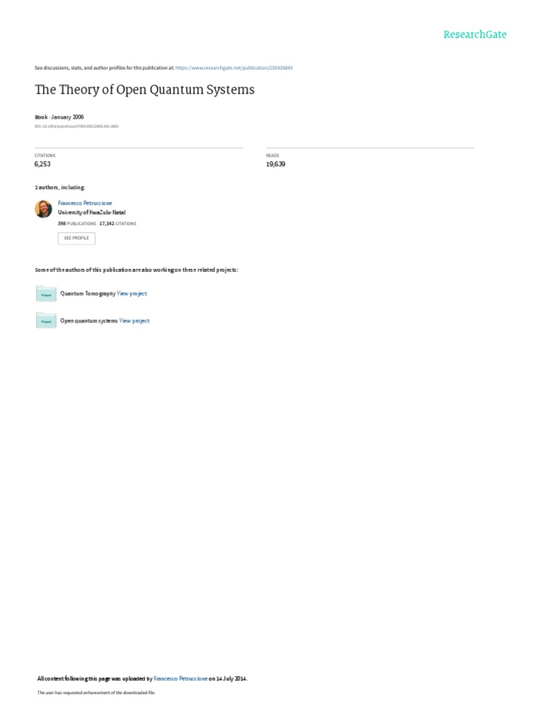 The Theory of Open Quantum Systems | PDF | Hilbert Space | Algebra