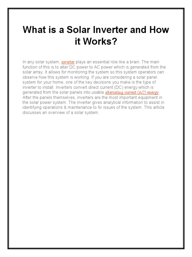 Understanding Solar Inverters: Types & Benefits | PDF | Photovoltaic ...