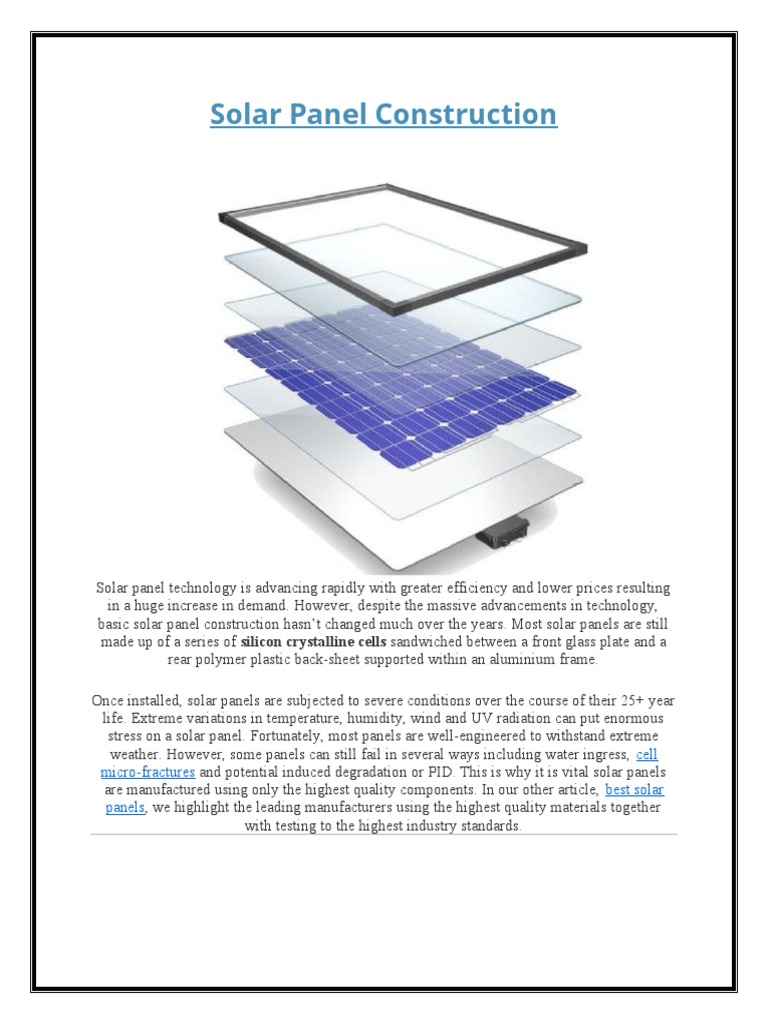 CONSTRUCTION of Solar Panels | PDF | Solar Cell | Photovoltaics