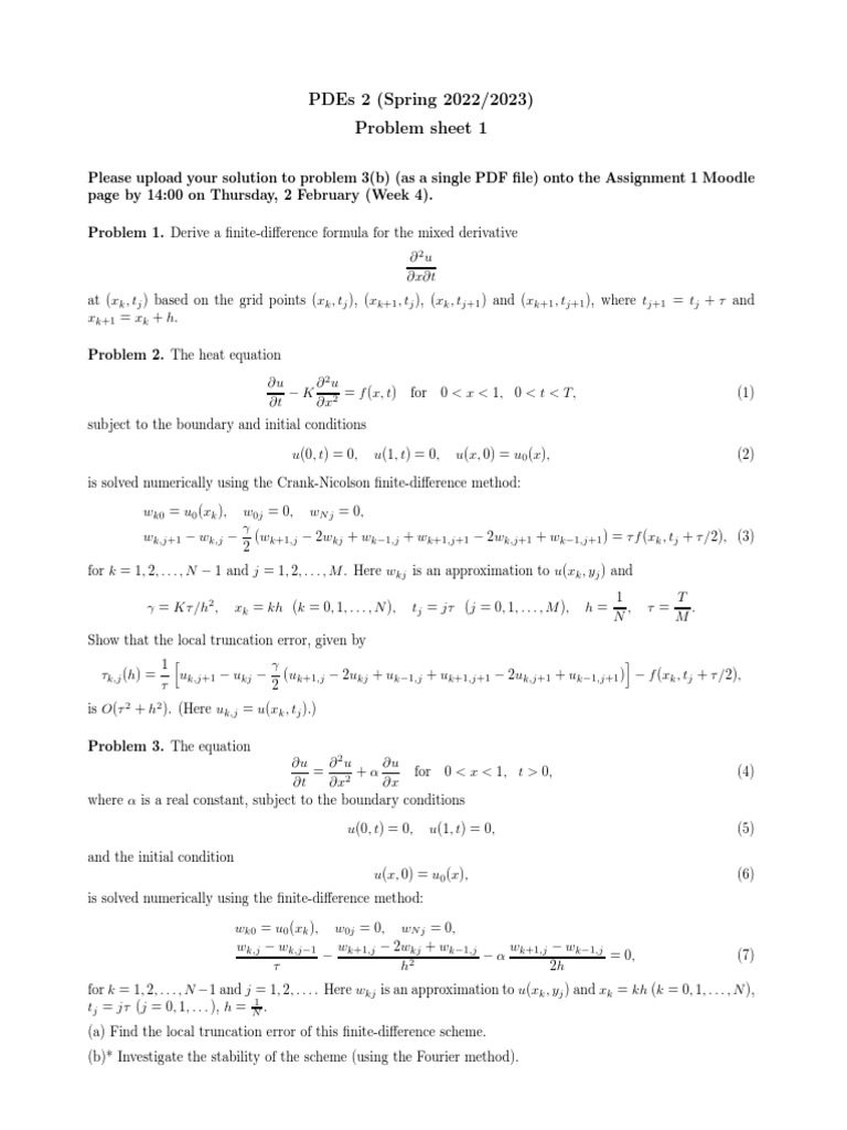 PDEs2 2022 23 Prob1 | PDF | Mathematical Concepts | Differential Calculus