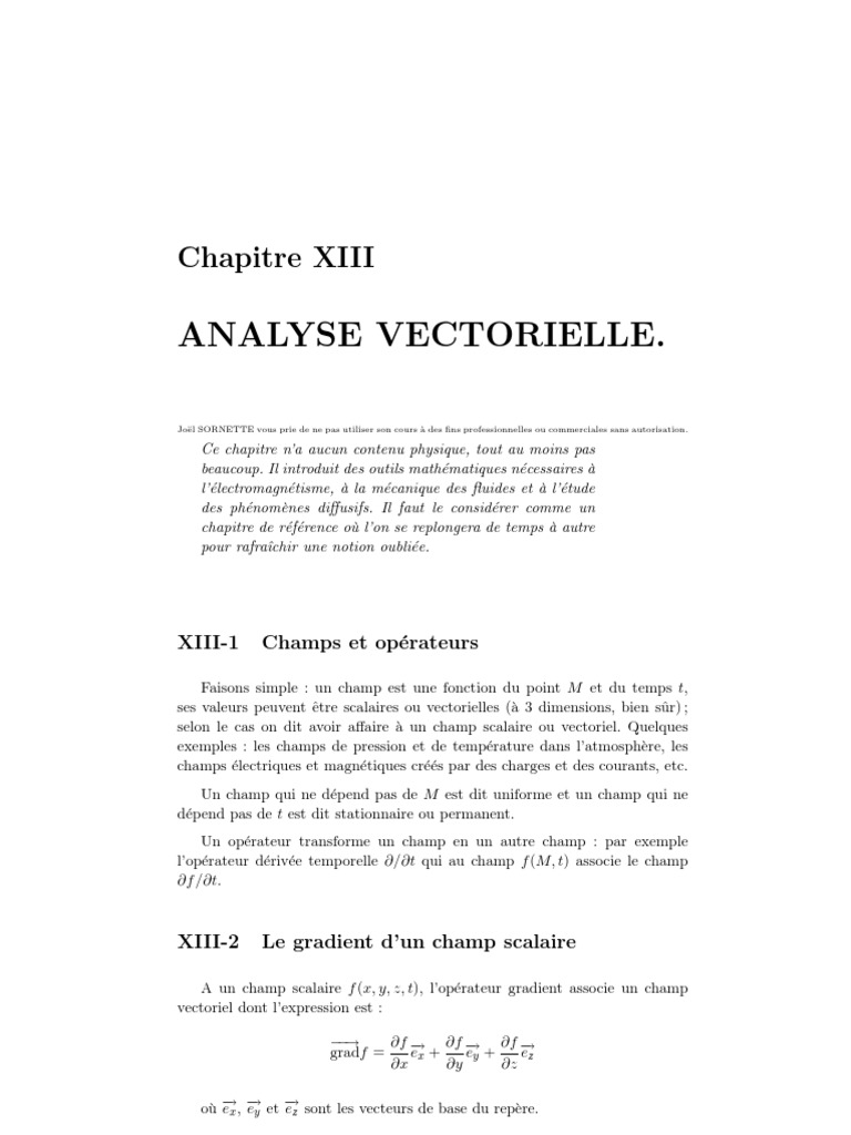 Concepts clés de l'analyse vectorielle | PDF | Analyse vectorielle ...