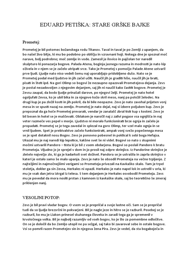 Stare Grške Bajke | PDF