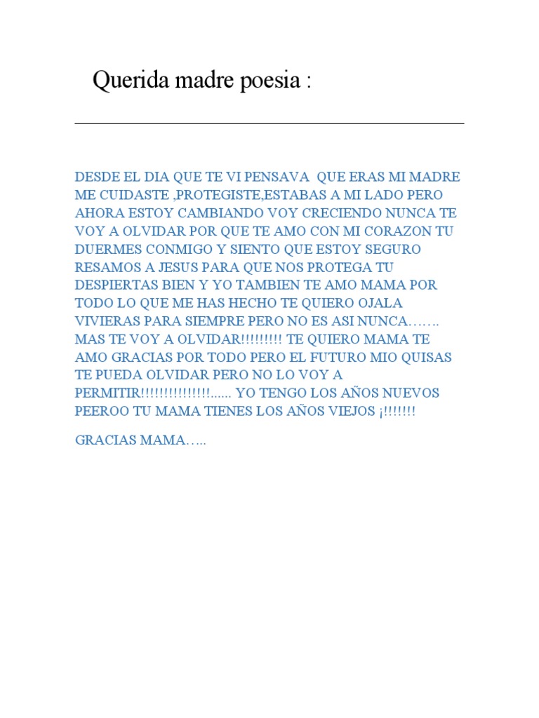 Querida Madre Poesia | PDF