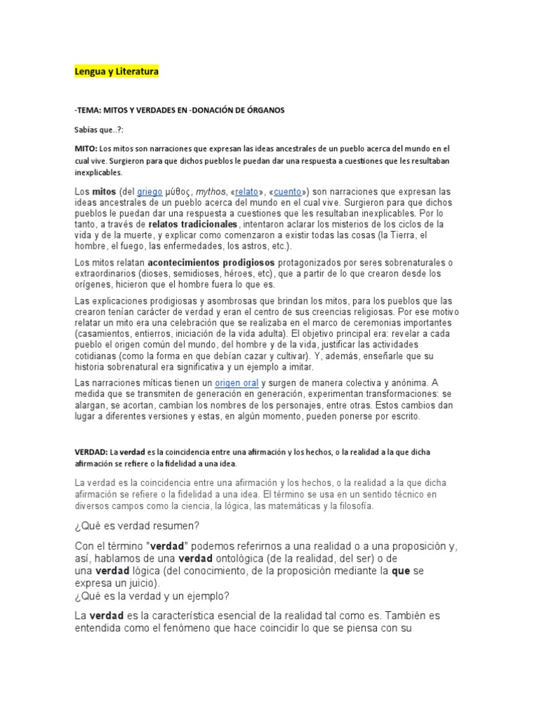 Mitos Y Verdades Pdf Verdad