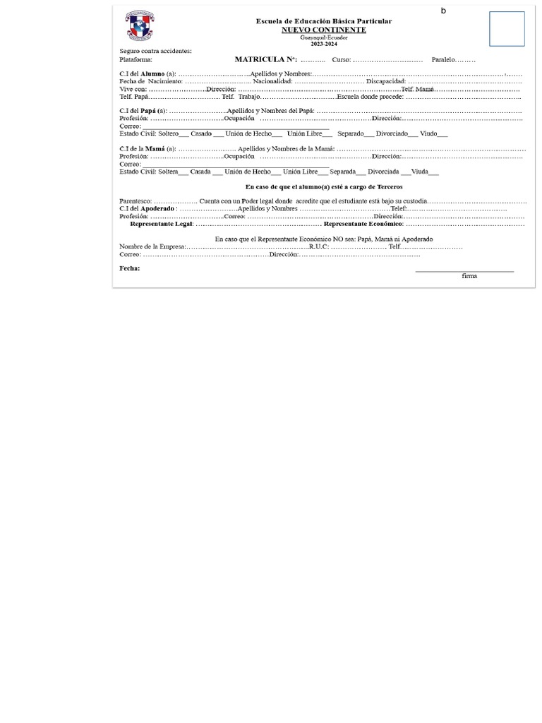 HOJA DE MATRICULA - Sebas | PDF