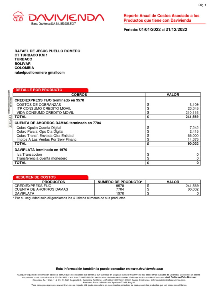 Reporte Anual Costos | PDF | Economias | Business